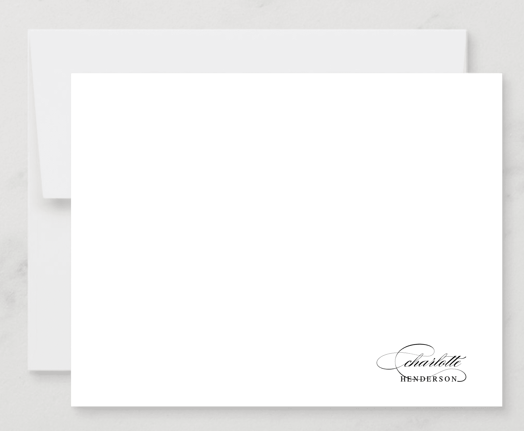 Minimalist Script Black & White Simple Note Card - Teresa L Daniels