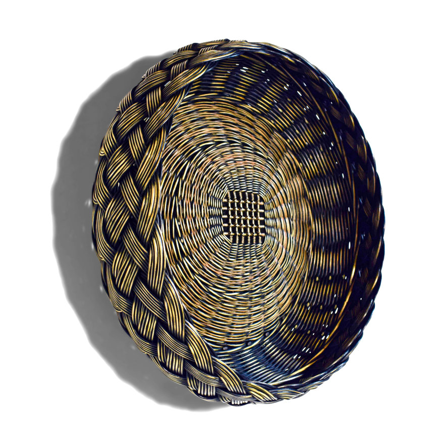 Ring Border Basket with Lattice Overlay Light Wash - Tinay Studio