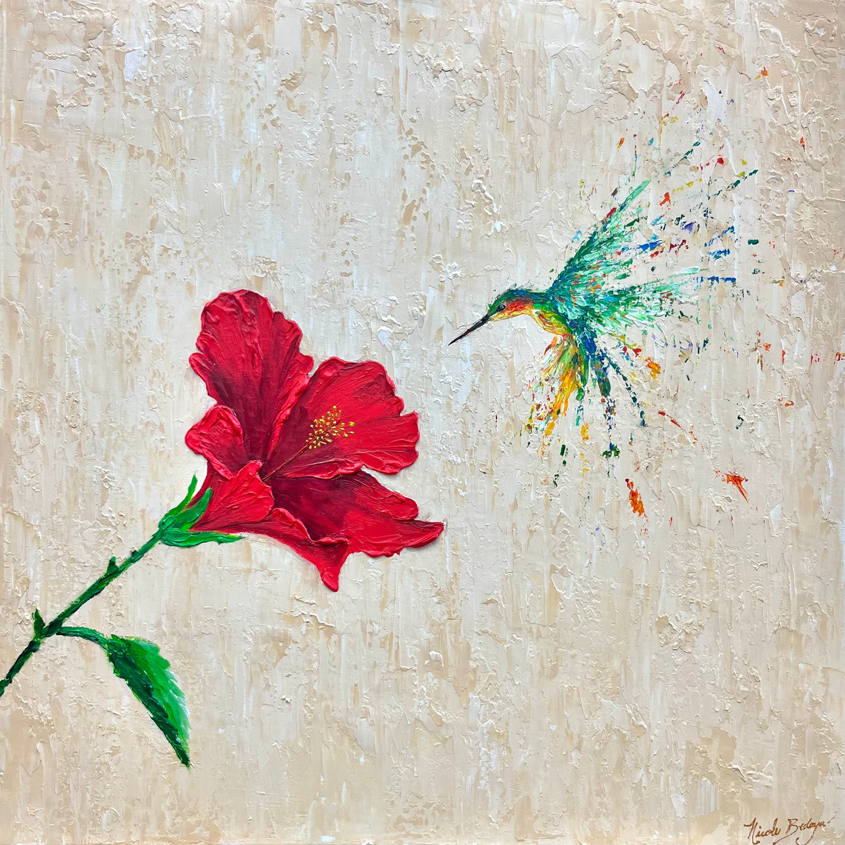 Corazon Rojo 30x30 Original (Sold) - Artonduval.com