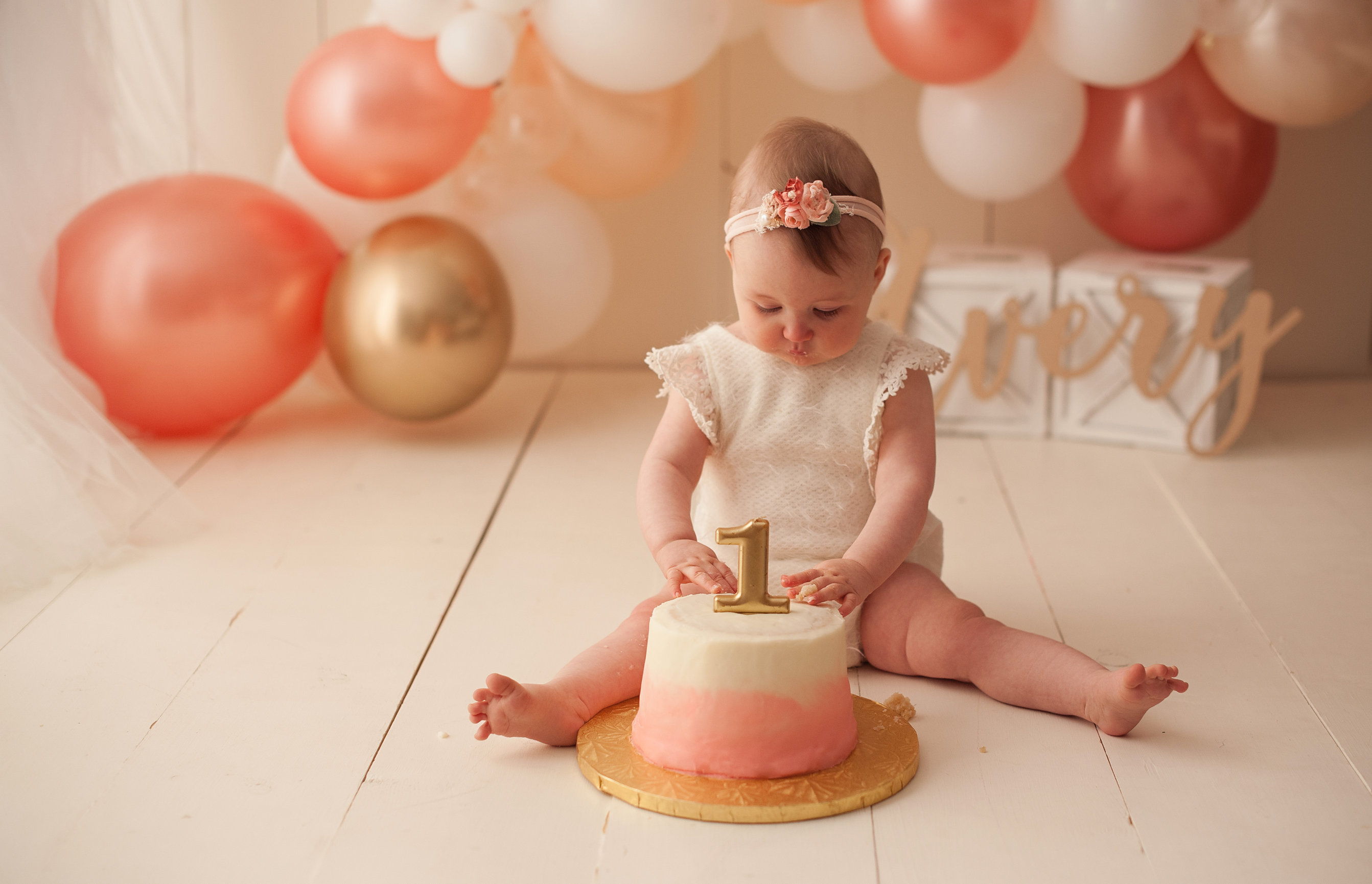 Gold and Blush Cake Smash Session {Utah Cake Smash Photographer ...