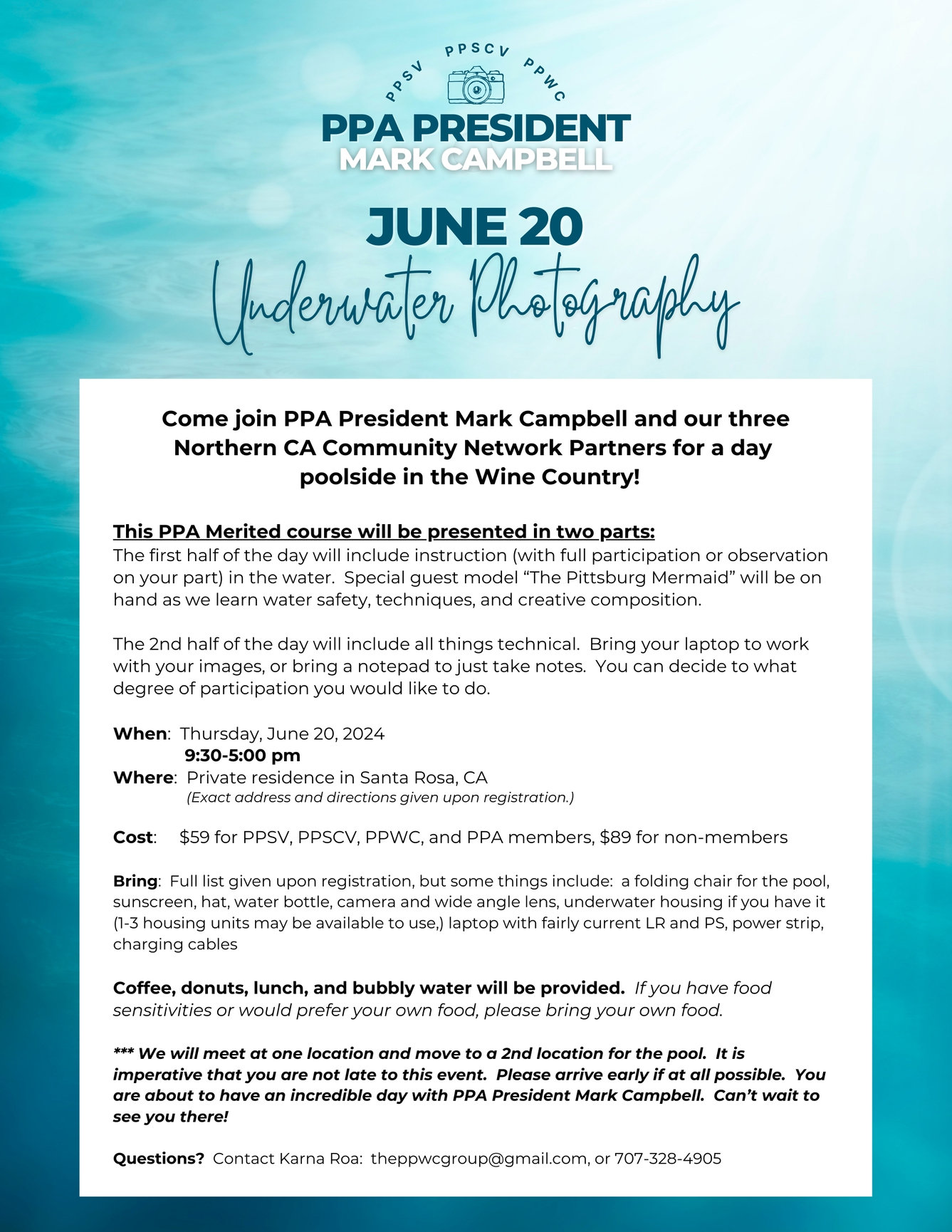 Underwater Photography with PPA President Mark Campbell - Sonoma County, CA