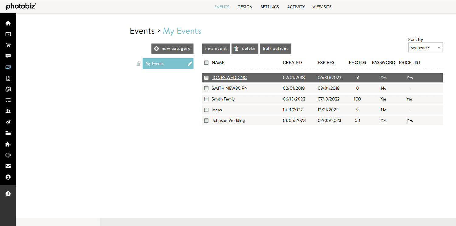 Event Specific Client Galleries Settings - PhotoBiz Knowledge Base