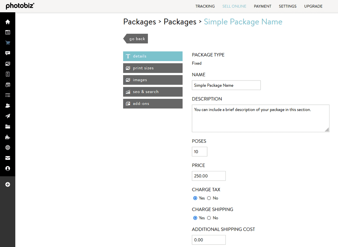 How Do I Set Up Fixed Packages? - PhotoBiz Knowledge Base