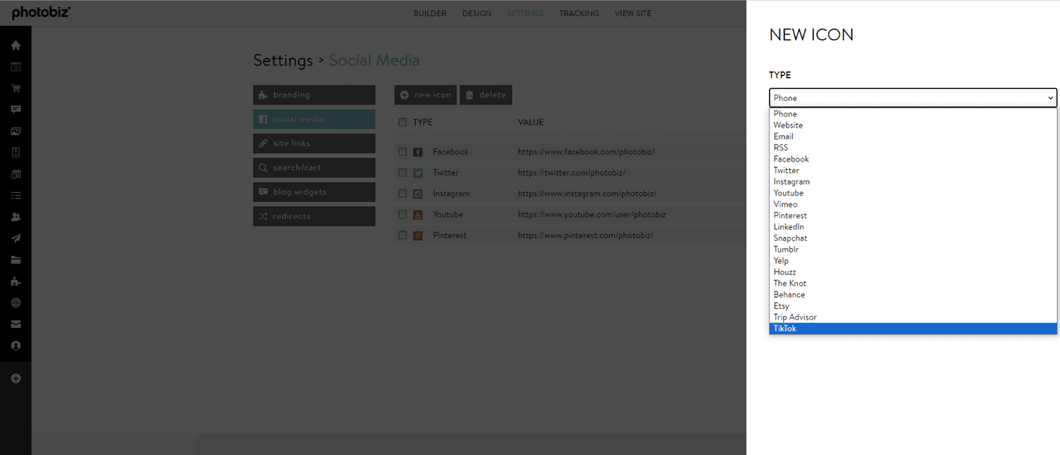 Where Can I Add Social Media Icons? - PhotoBiz Knowledge Base