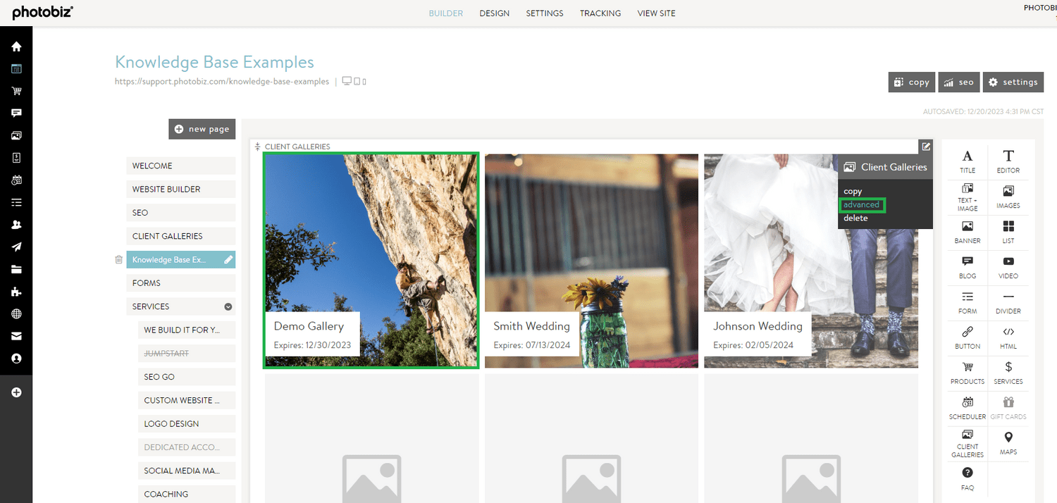 How to Change the Fonts on Client Galleries Blocks - PhotoBiz Knowledge ...