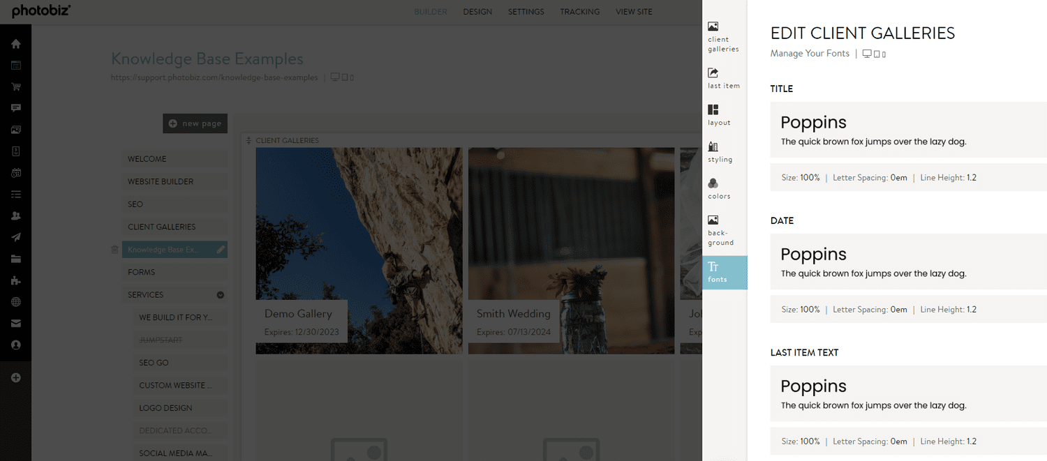 How To Use Client Gallery Blocks - PhotoBiz Knowledge Base