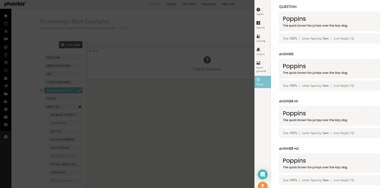 How to Change the Fonts on FAQ Blocks - PhotoBiz Knowledge Base