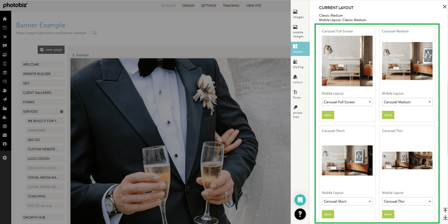 How to Use Banner Blocks for PhotoBiz Website Builder