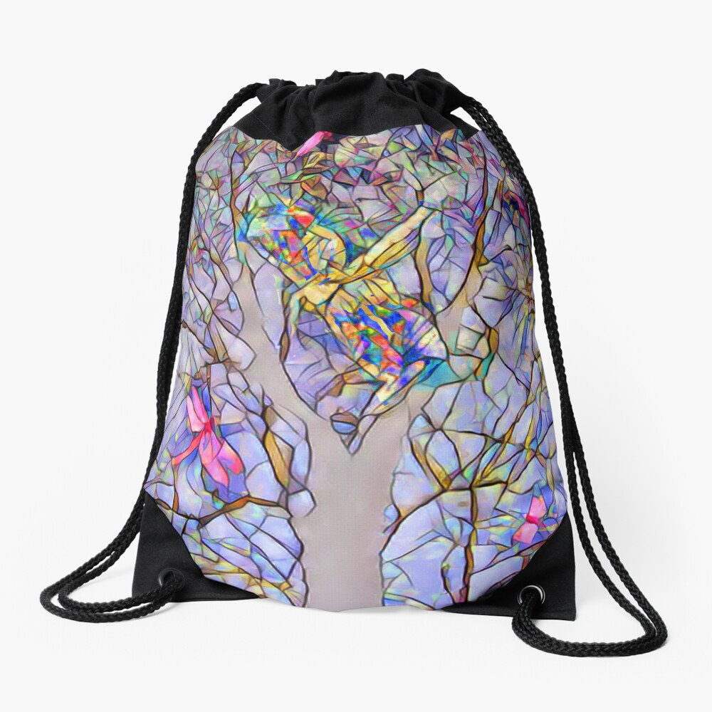 DRAWSTRING BAG in the “BLUE CITADEL OF DRAGONFLIES” Design - Catharine ...